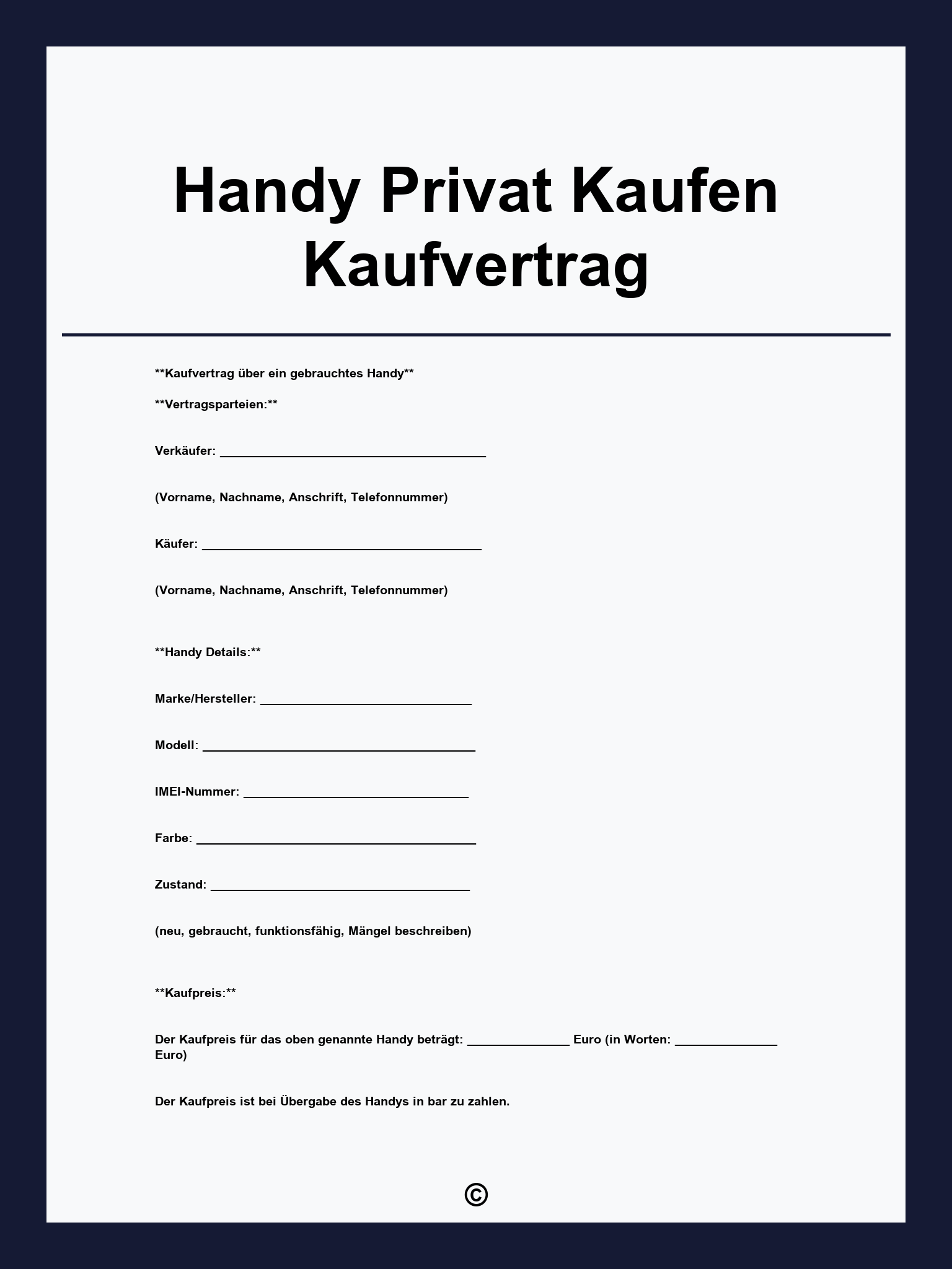 Handy Privat Kaufen Kaufvertrag